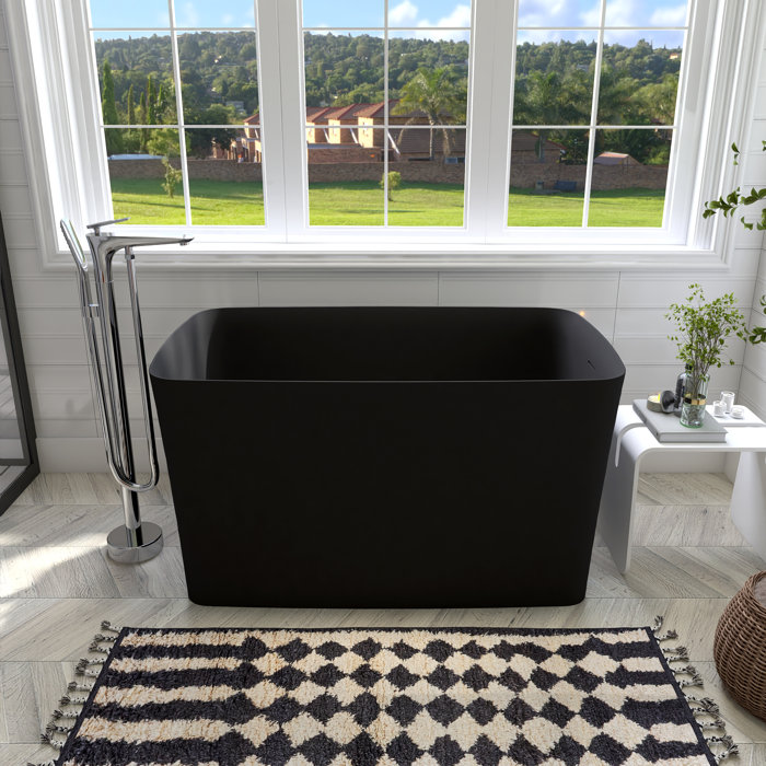 HOME ART Solid Surface Bathtub Compact 47" Mini-seat Freestanding Bathtub With Ergonomic ...